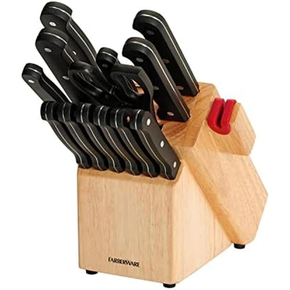 Farberware 14-Piece Triple-Rivet Knife Block Set with Built-In ...